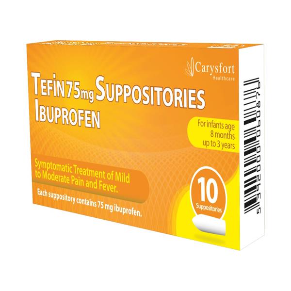 TENFIN 75MG IBUPROFEN SUPPOSITORIES 10S 748219 - LeahysPharmacy